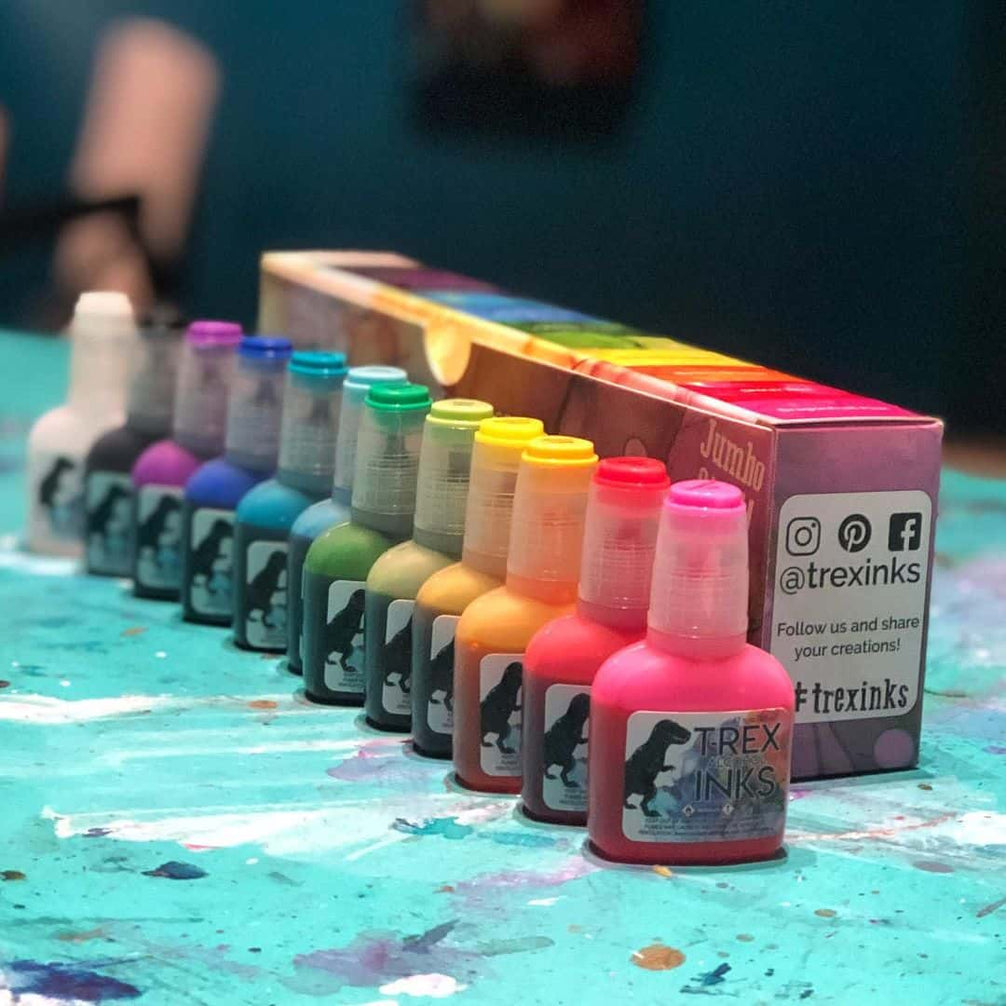 T-Rex Inks Premium Alcohol Ink Starter Set - 12 Jumbo 20ml Bottles